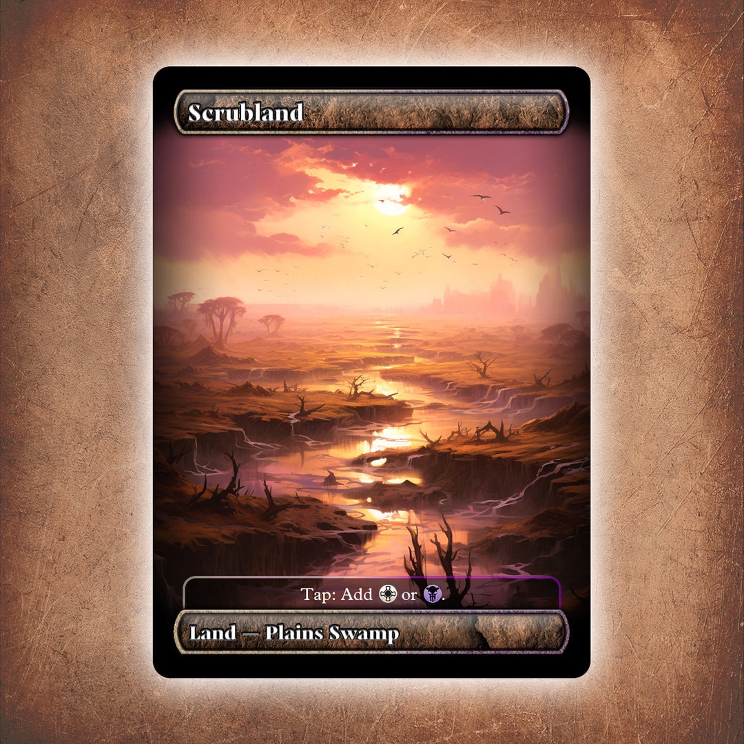 Scrubland Full Art dual Lands alternative Custom Art / No Foil Edh MTG ...
