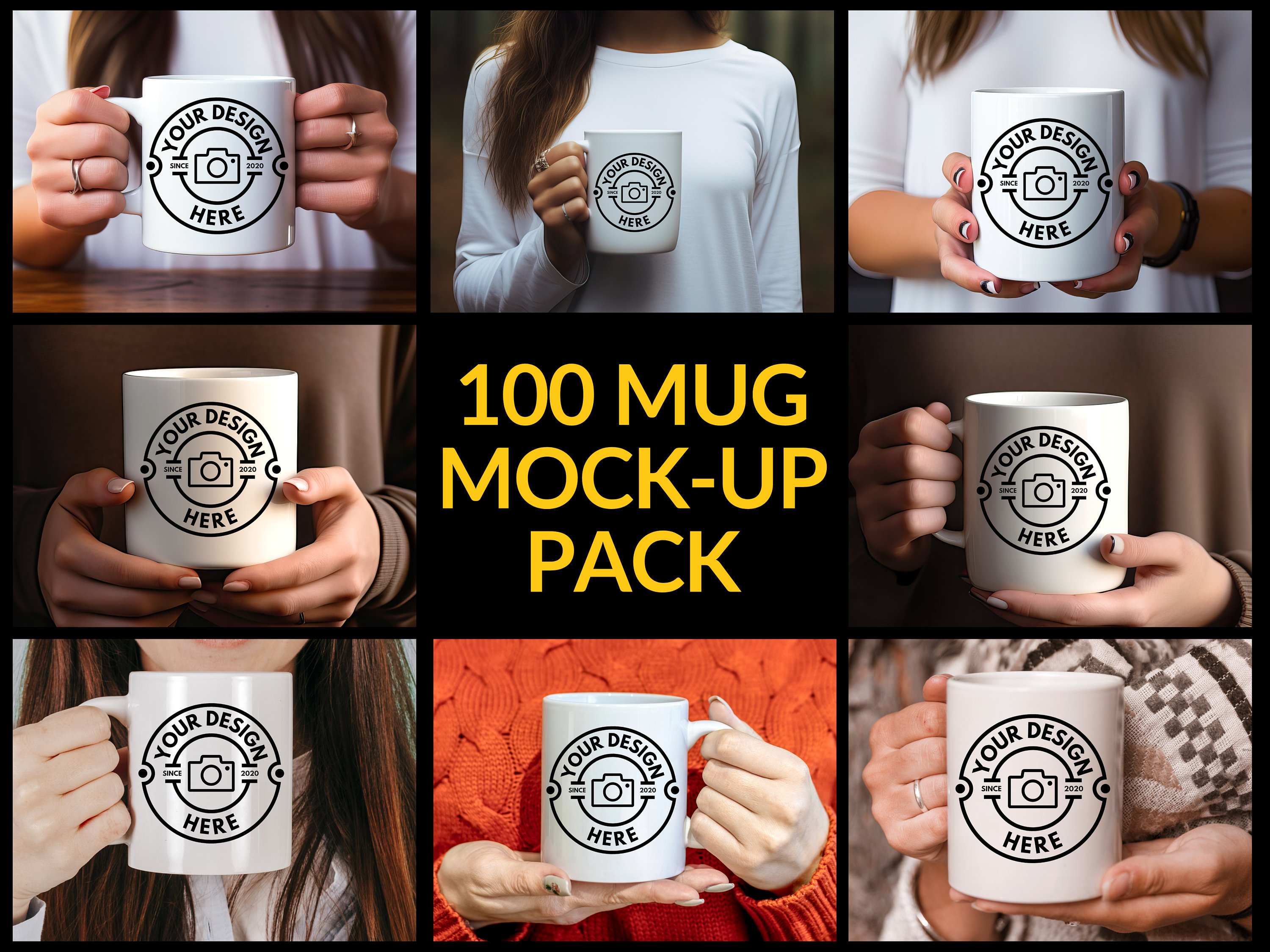 100 X Coffee Mug Mock up Bundle, 11 Oz Mug Mock up Modern Landscape ...