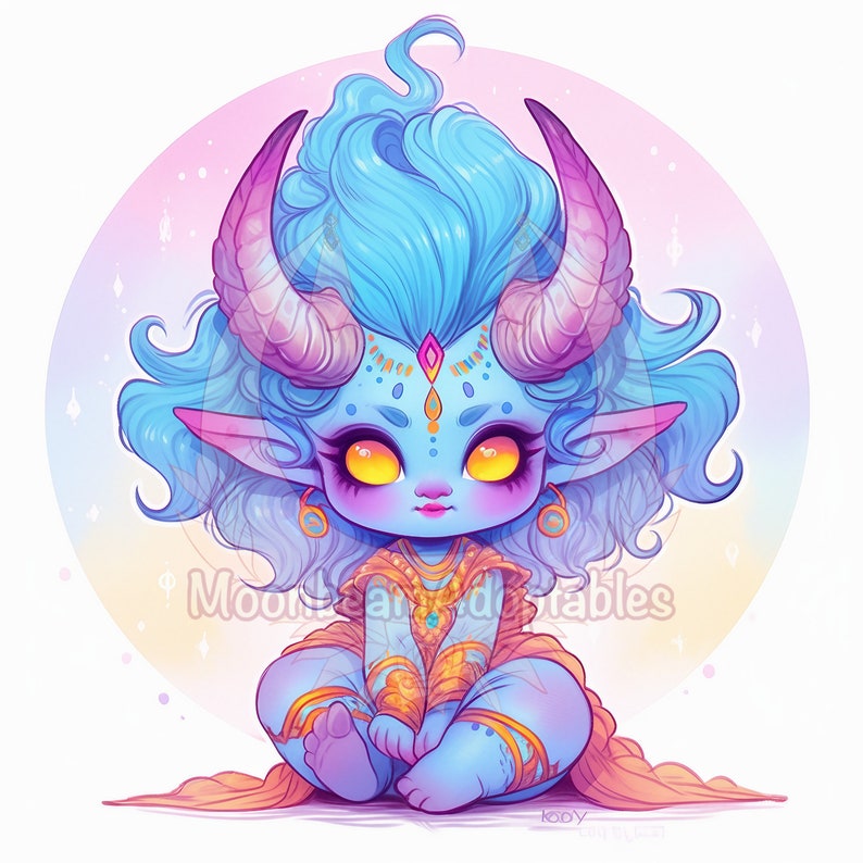 Adopt a Character Neon Pastel Imp Demon Character Adoptable Chibi - Etsy