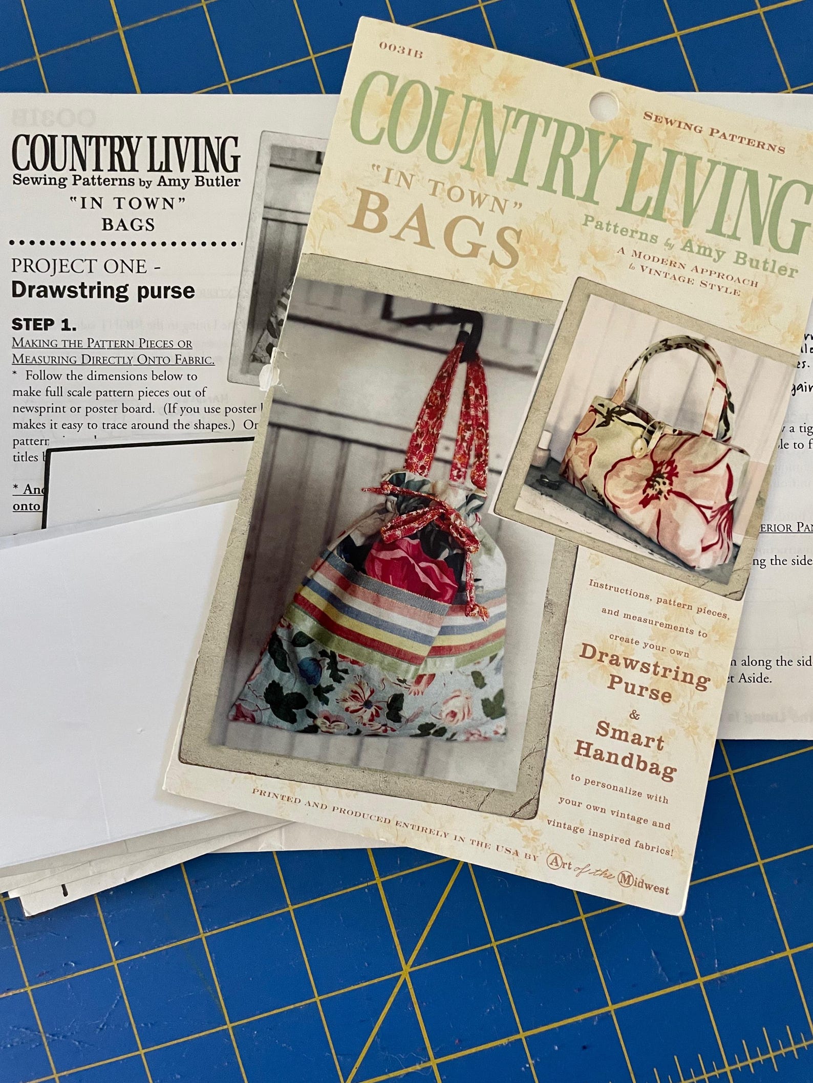 VINTAGE Amy Butler Drawstring Purse and Handbag Pattern - Etsy
