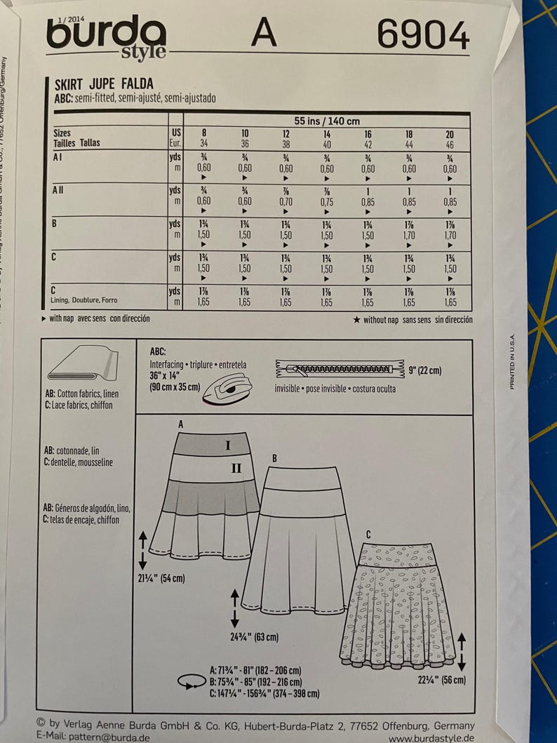UNCUT Burda Style 6904 Misses Skirt size 8 20 - Etsy