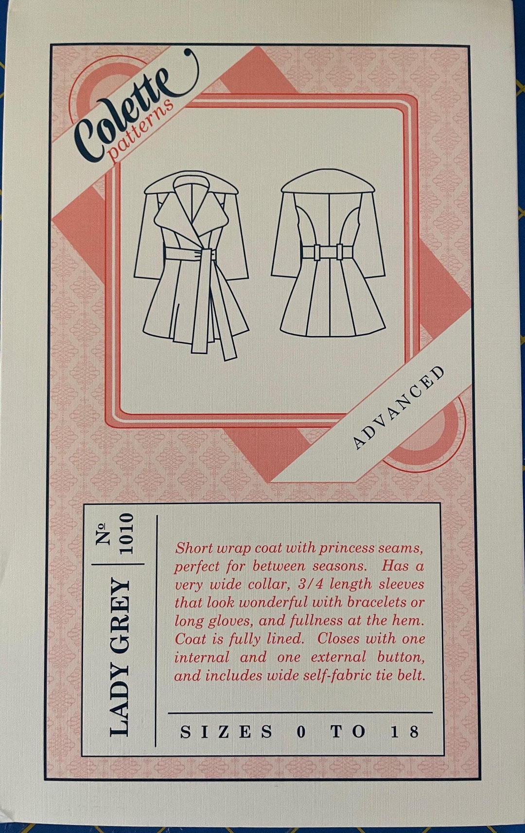 UNCUT Colette Patterns Lady Grey 1010 size 0 18 - Etsy