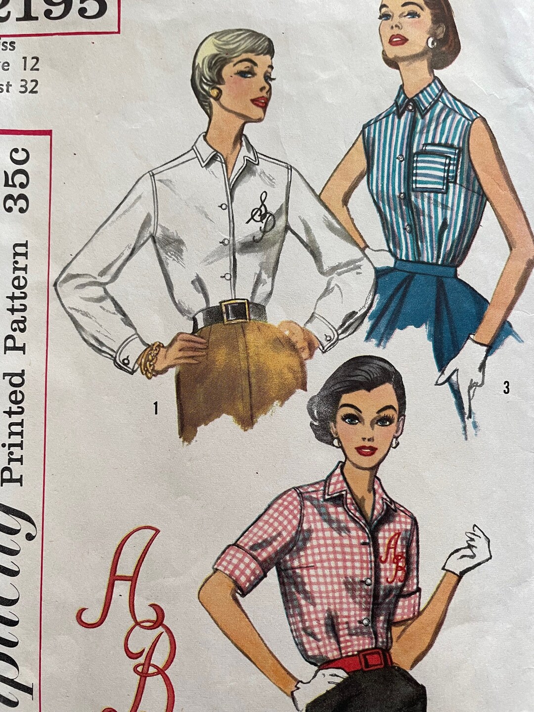 Vintage Simplicity 1957 - #2195 Misses'/women's Blouse (size 12, Bust ...