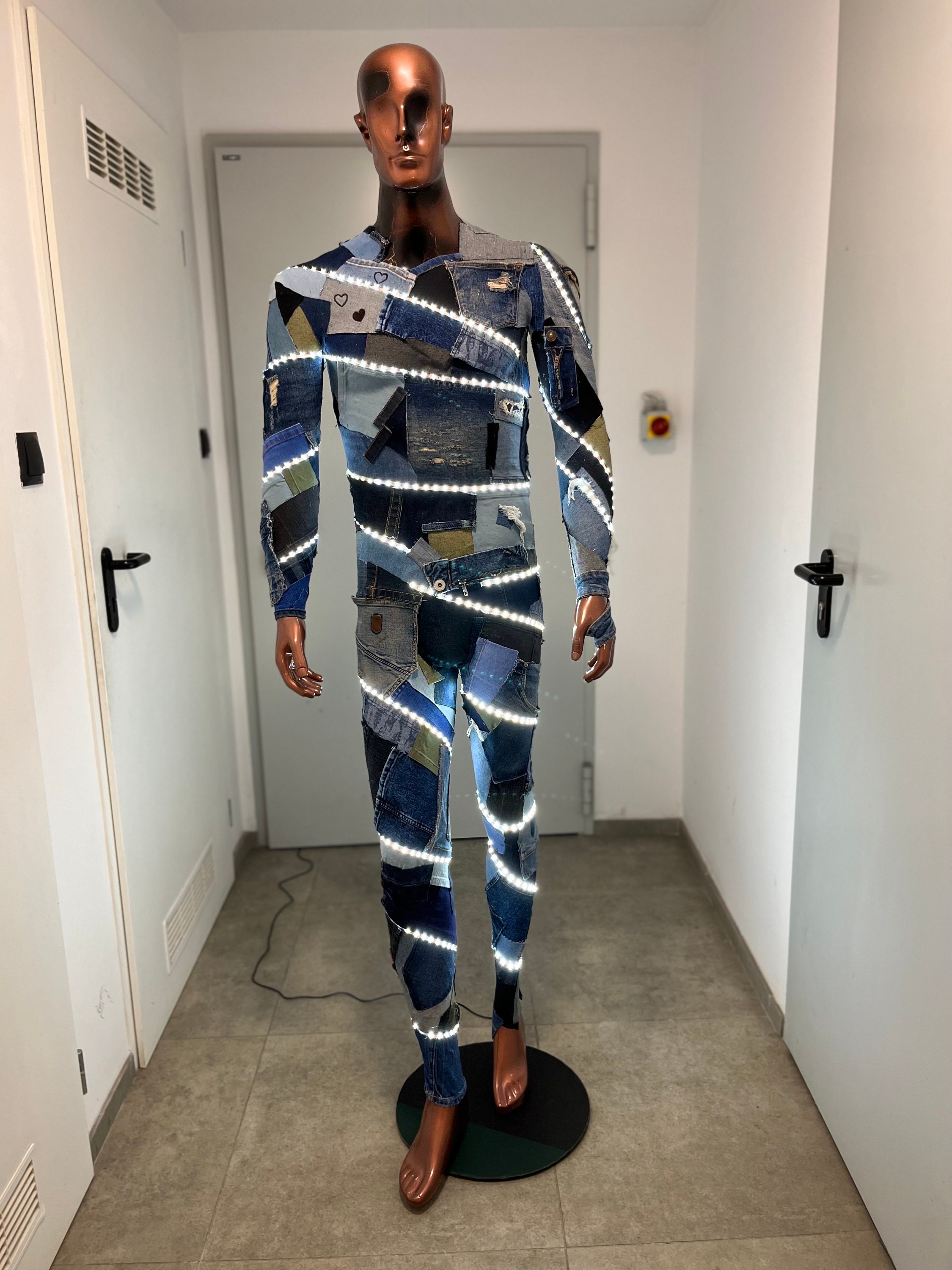 Mannequin Standing Lamp Led Loft Jeans Copper Handmade Upcycling - Etsy