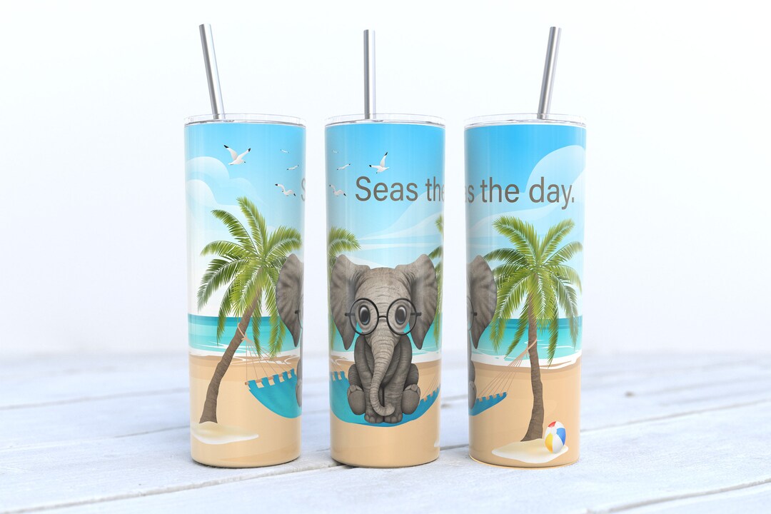 Seas the Day Beach Elephant Nerd Beach Vacation Sublimation Png Design ...