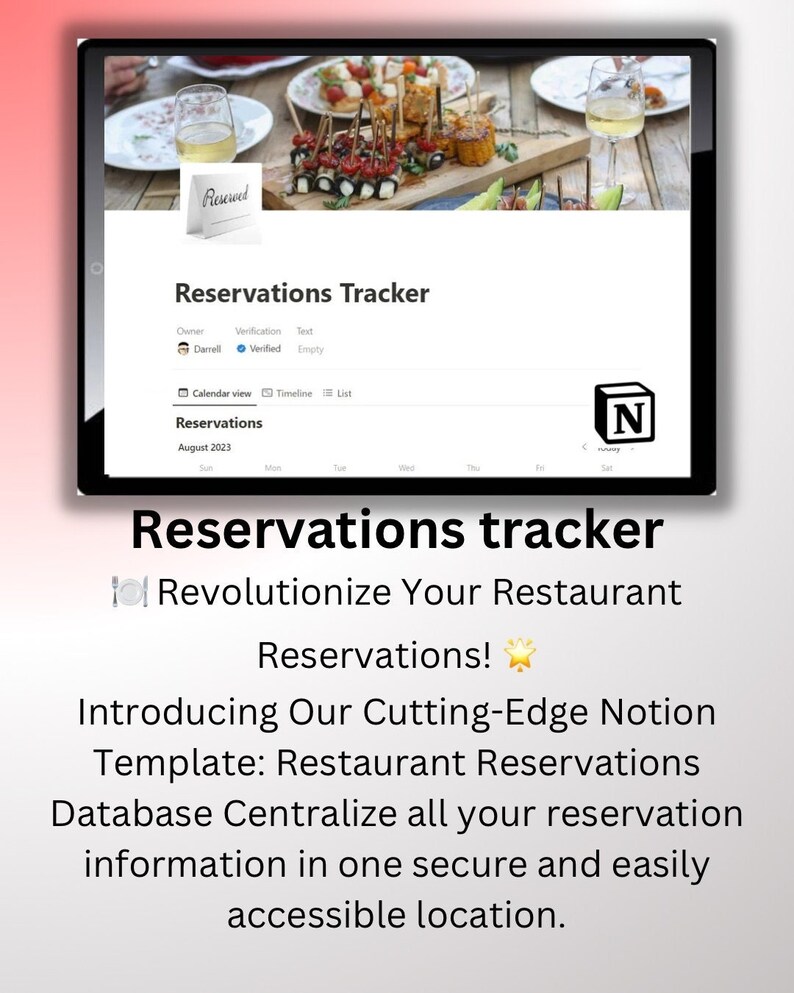 Reservations Tracker for Foodservice - Etsy