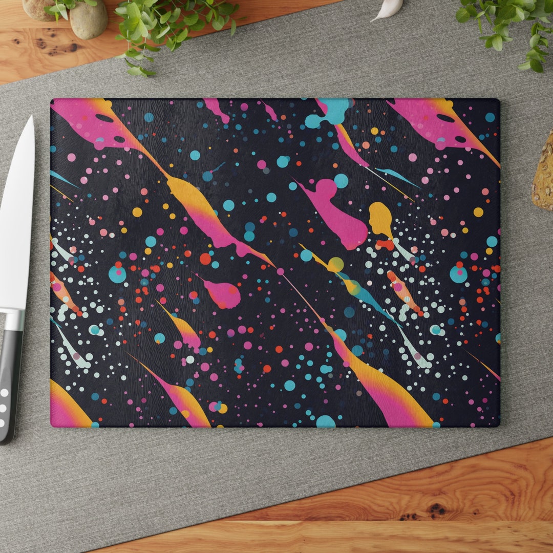 Artistic Paint Splatter Glass Cutting Board - Etsy