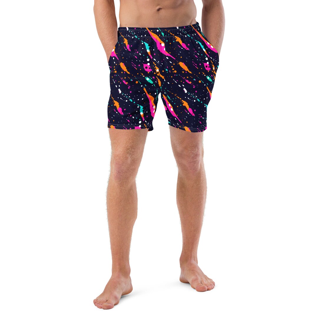 Paint Splatter Pattern Swim Trunks - Etsy