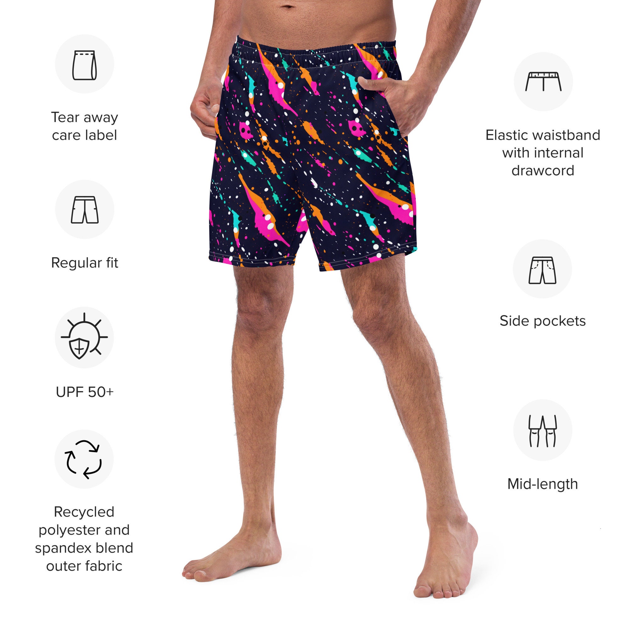 Paint Splatter Pattern Swim Trunks - Etsy