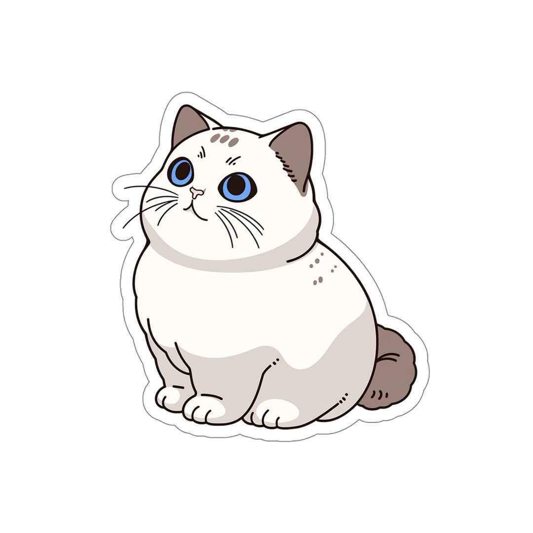 Pudgy Paws: Cute Fat Cat Sticker - Etsy