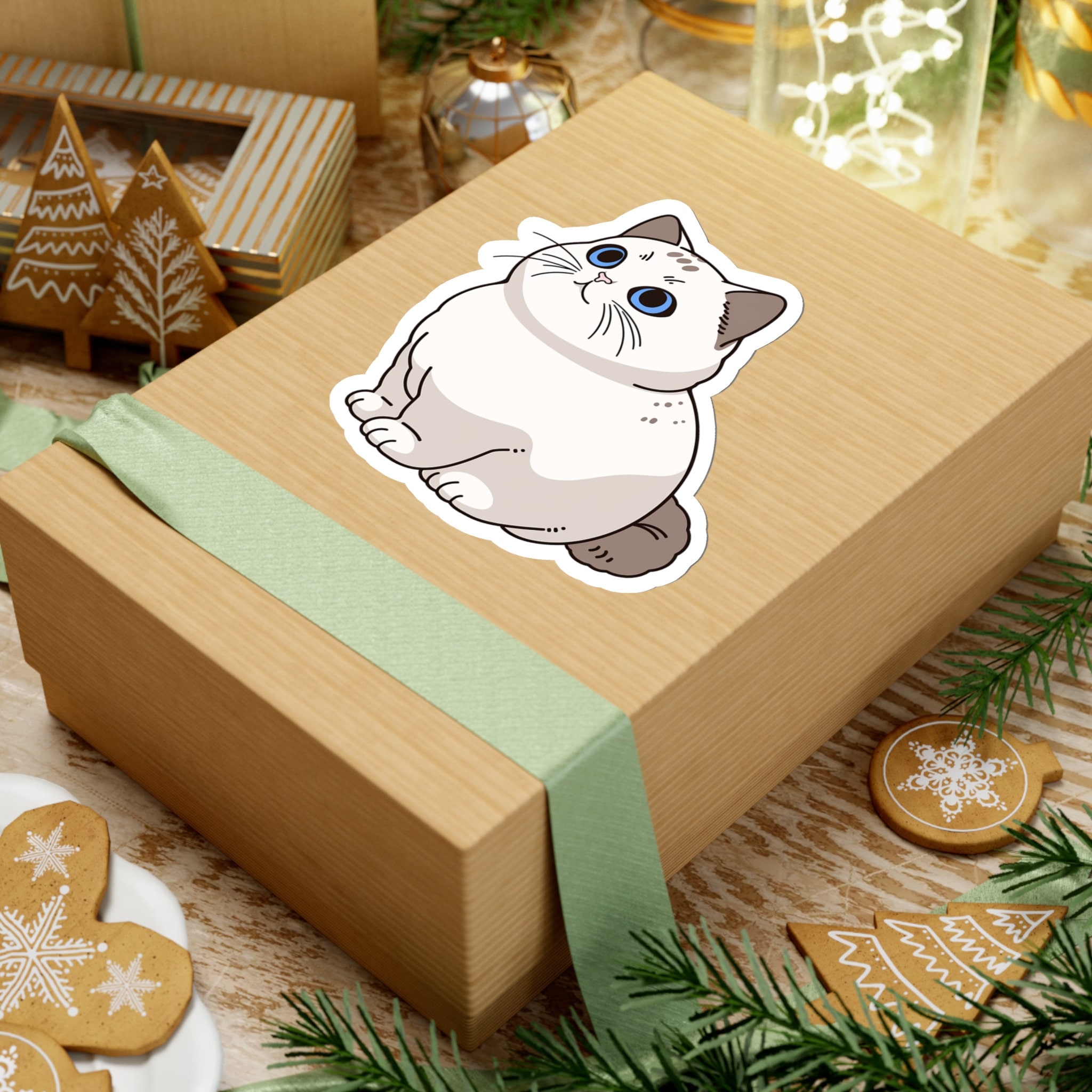 Pudgy Paws: Cute Fat Cat Sticker - Etsy