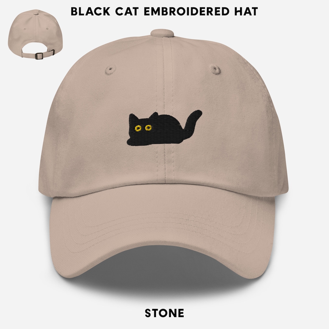 Black Cat Embroidered Hat Gift Black Cat Gift Cat Baseball Hat Gift for ...
