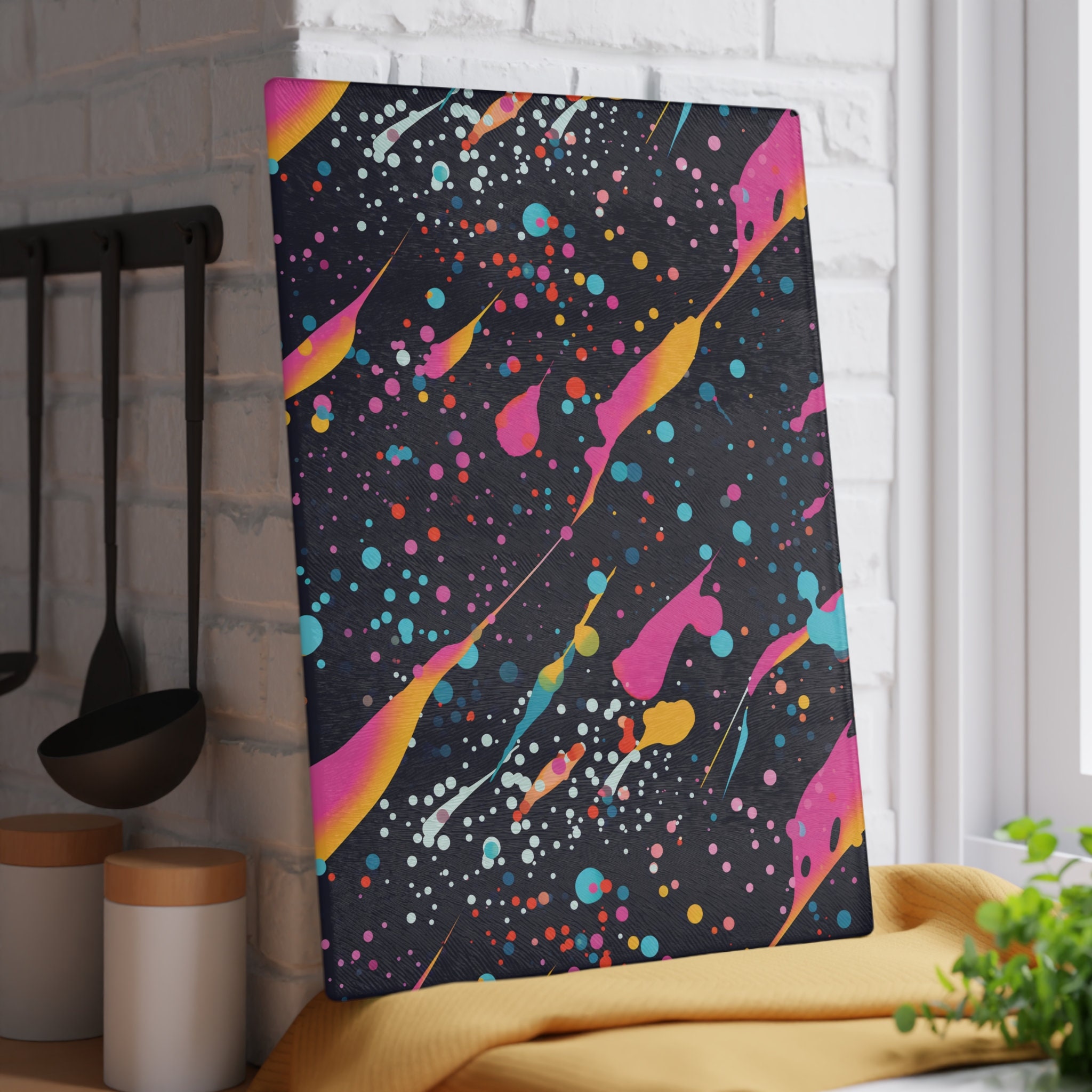 Artistic Paint Splatter Glass Cutting Board - Etsy