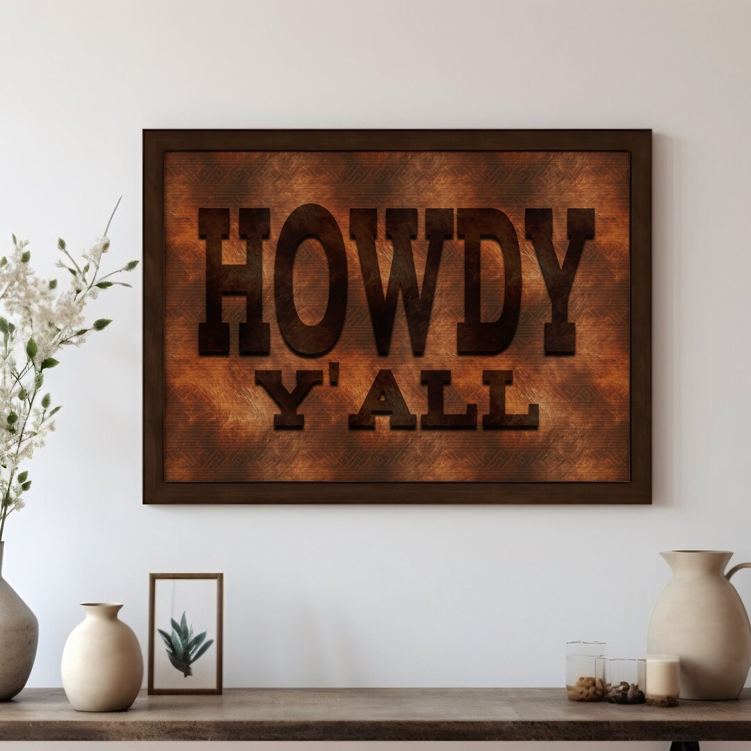 Rustic Howdy Y'all Typography Art Print: Western, Ranch House, and ...