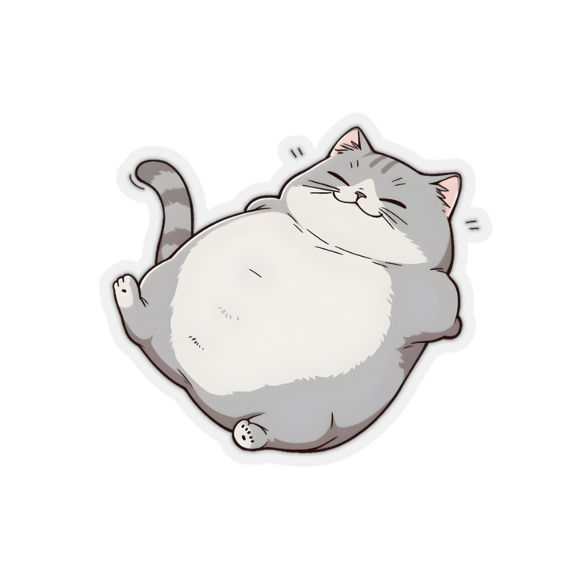 Comfy Paws: Adorable Fat Cat Sticker - Etsy