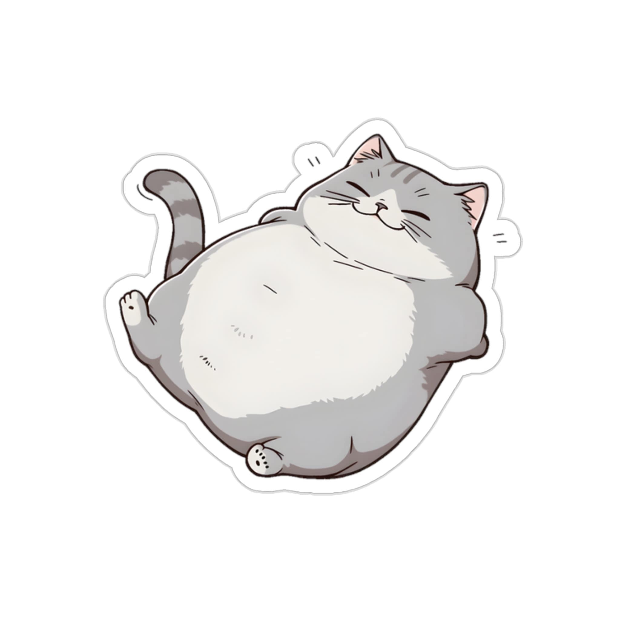Comfy Paws: Adorable Fat Cat Sticker - Etsy
