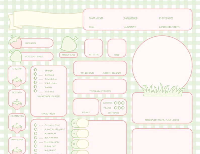 Picnic Character Sheet — D&D 5e — Fillable + Printable PDF - Etsy
