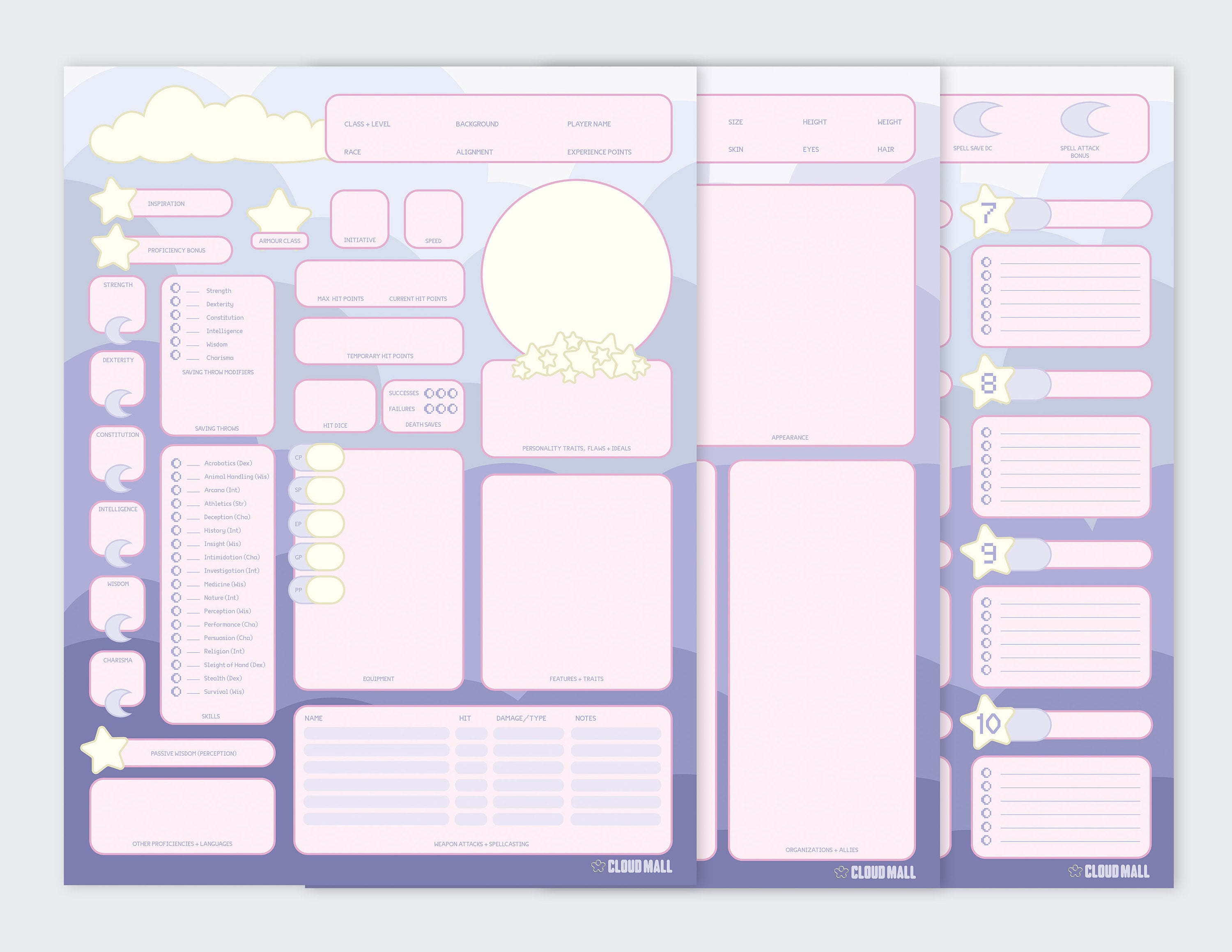 Night Character Sheet D&D 5e Form Fillable Printable PDF - Etsy
