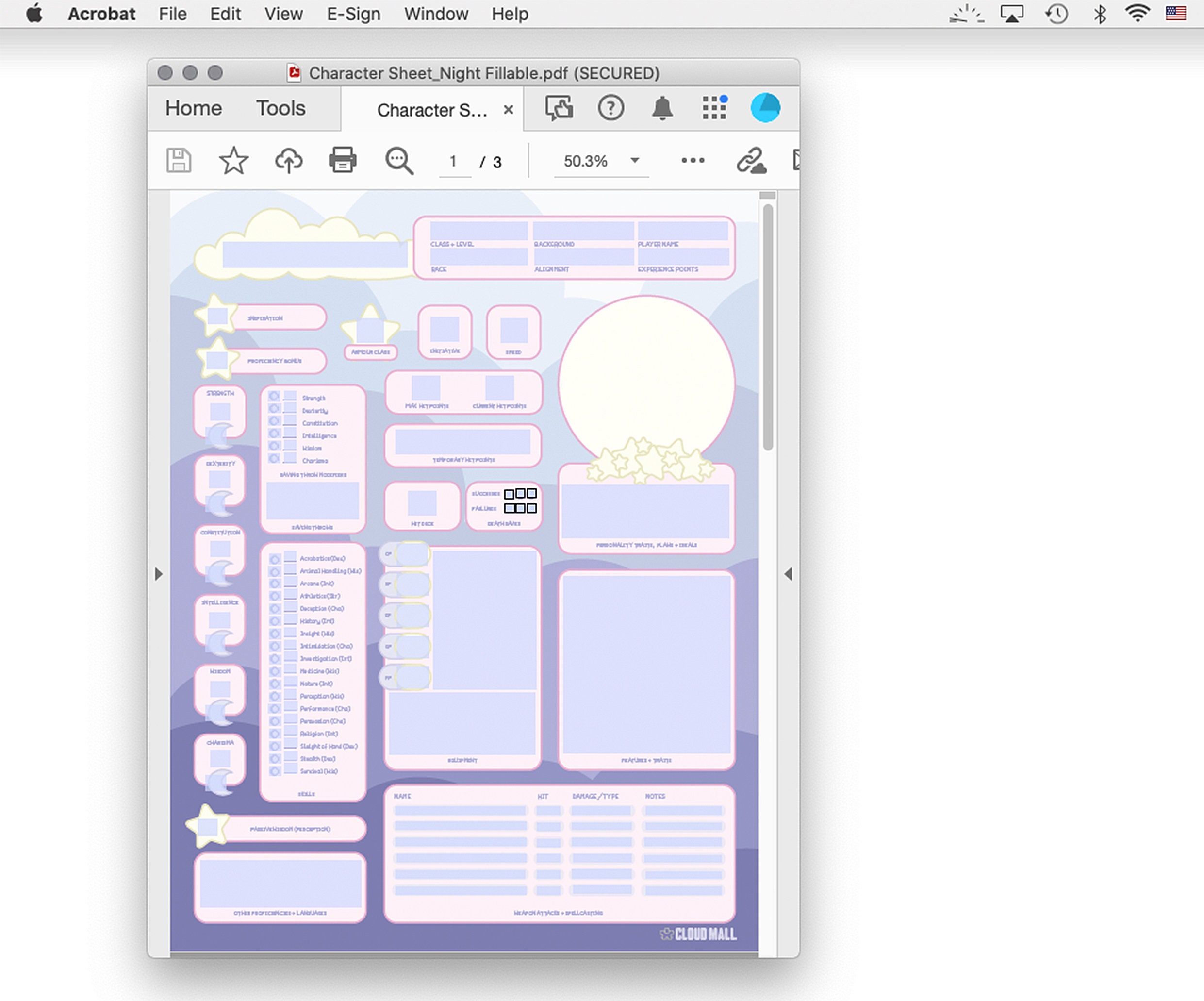 Night Character Sheet — D&D 5e — Form Fillable + Printable PDF - Etsy