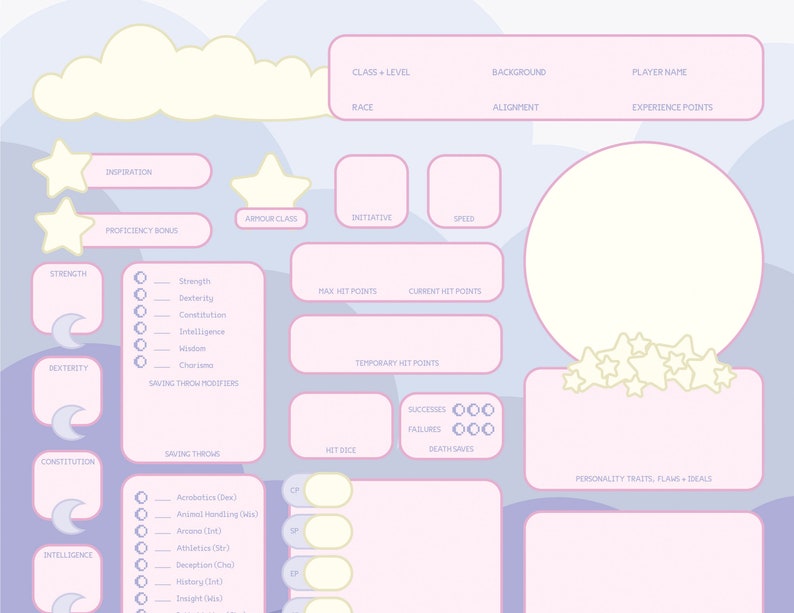 Night Character Sheet — D&D 5e — Form Fillable + Printable PDF - Etsy
