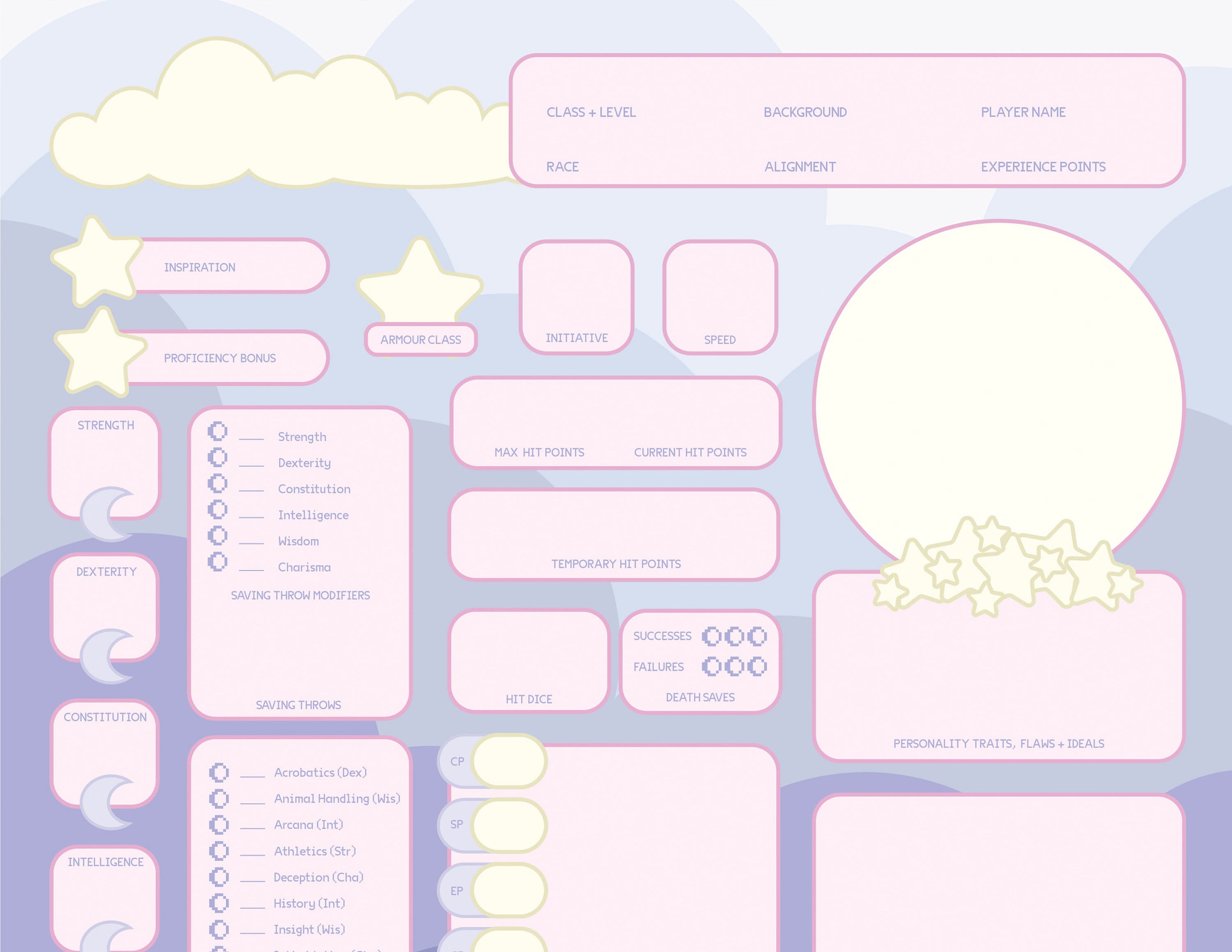 Night Character Sheet — D&D 5e — Form Fillable + Printable PDF - Etsy