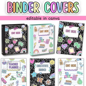 Editable Binder Covers and Spines | Colorful Composition Notebook ...