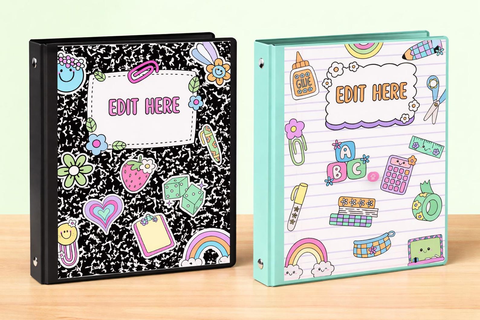 Editable Binder Covers and Spines | Colorful Composition Notebook ...