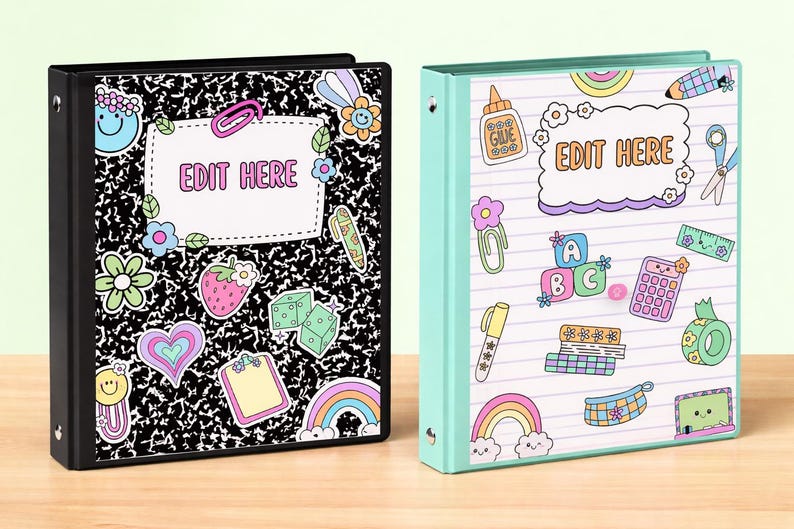 Editable Binder Covers and Spines | Colorful Composition Notebook ...