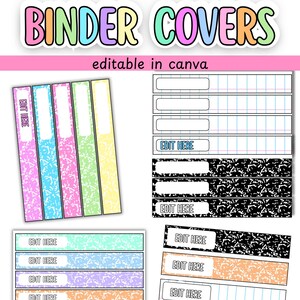 Editable Binder Covers and Spines | Colorful Composition Notebook ...