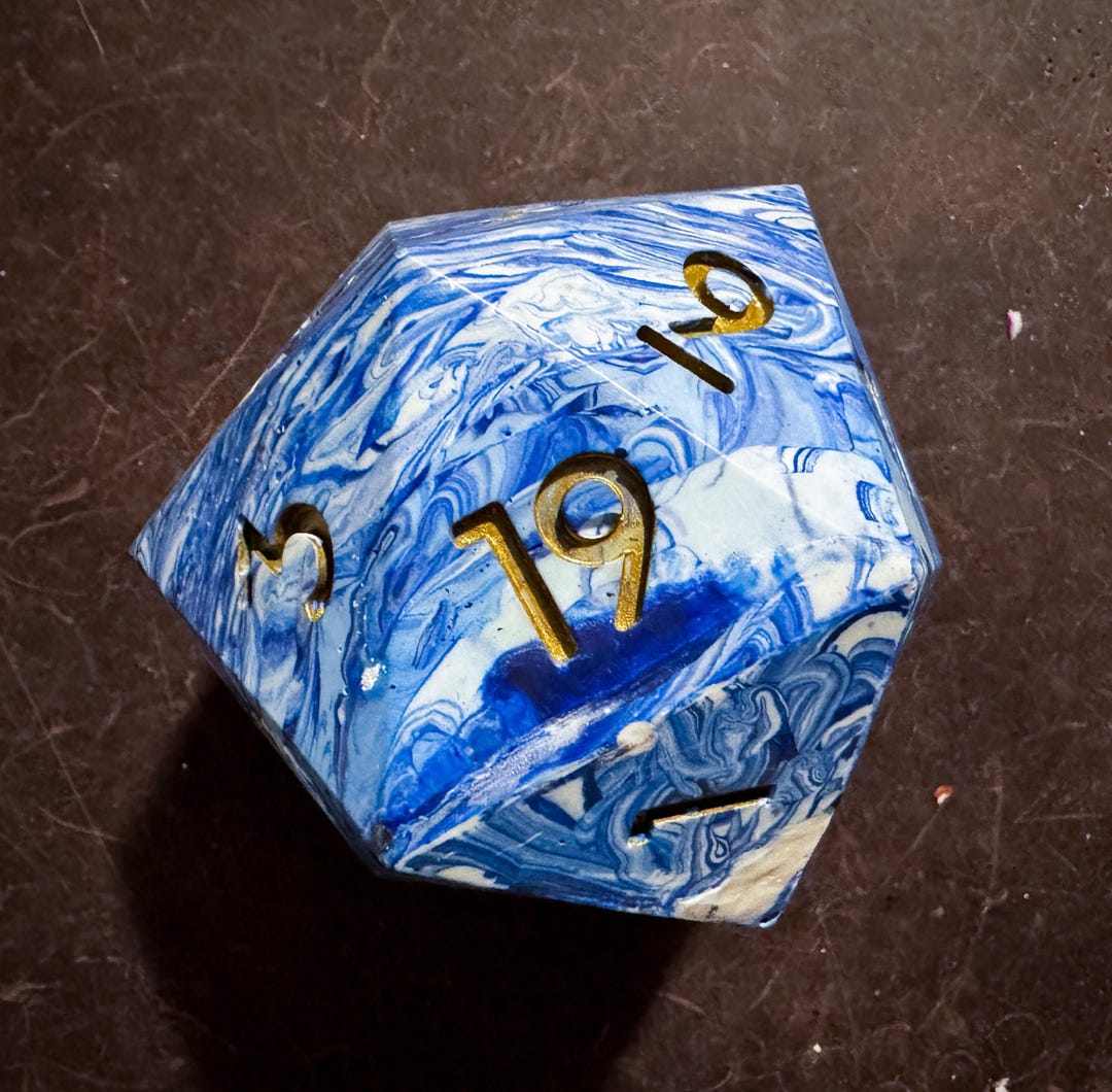 Impractically Huge Jesmonite D20- “tsunami”- D20- Ttrpg and Board Game ...
