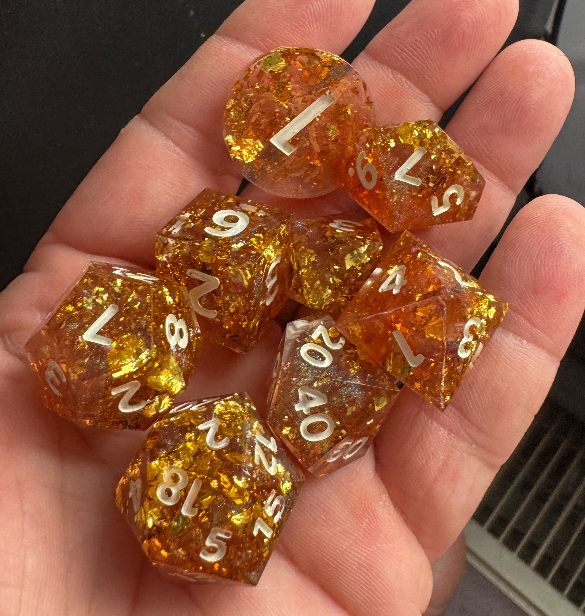 Handmade Resin Dice Set, fools Gold, RPG Dice Set of 8, Dnd Gifts for ...
