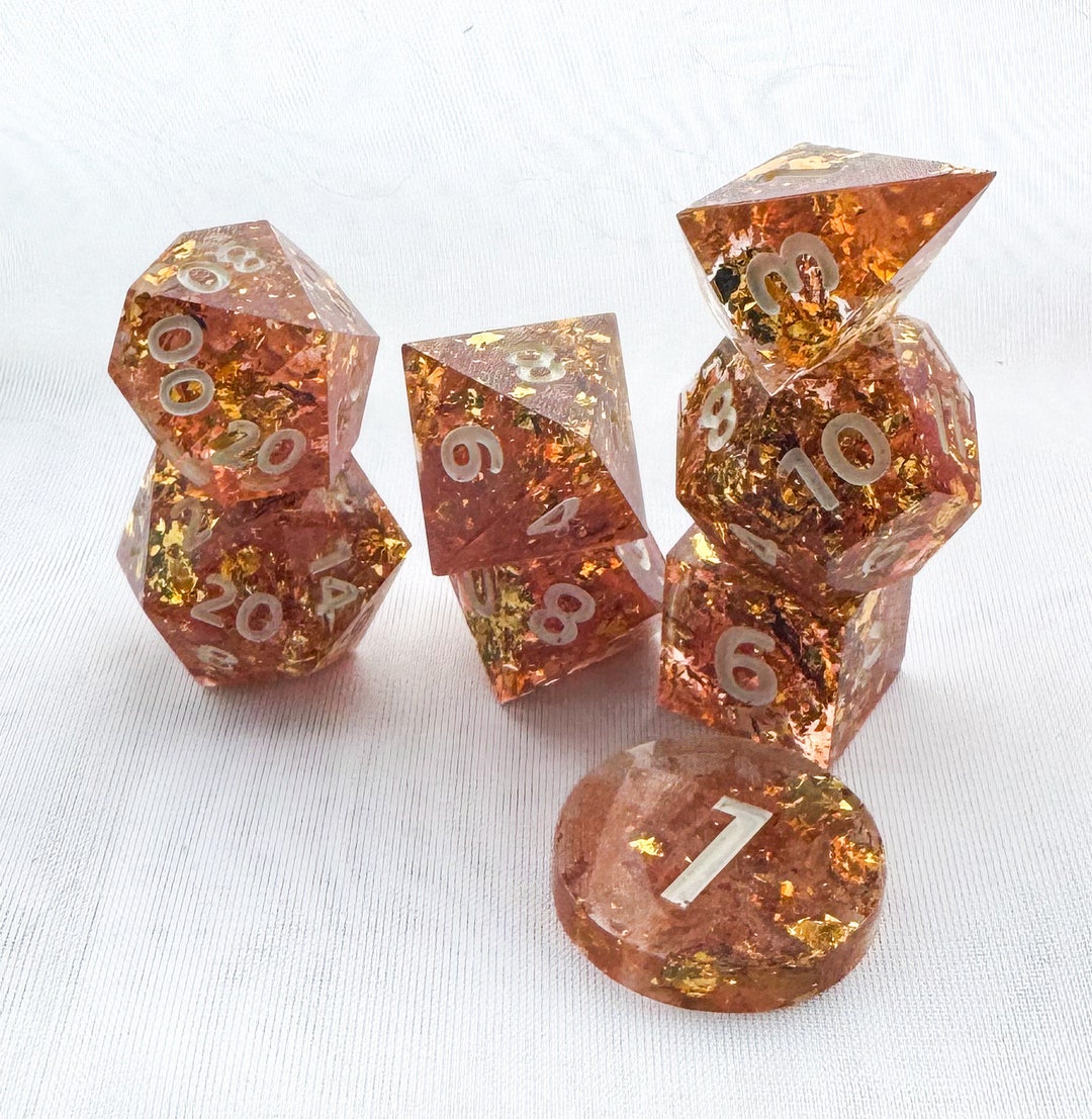 Handmade Resin Dice Set, fools Gold, RPG Dice Set of 8, Dnd Gifts for ...
