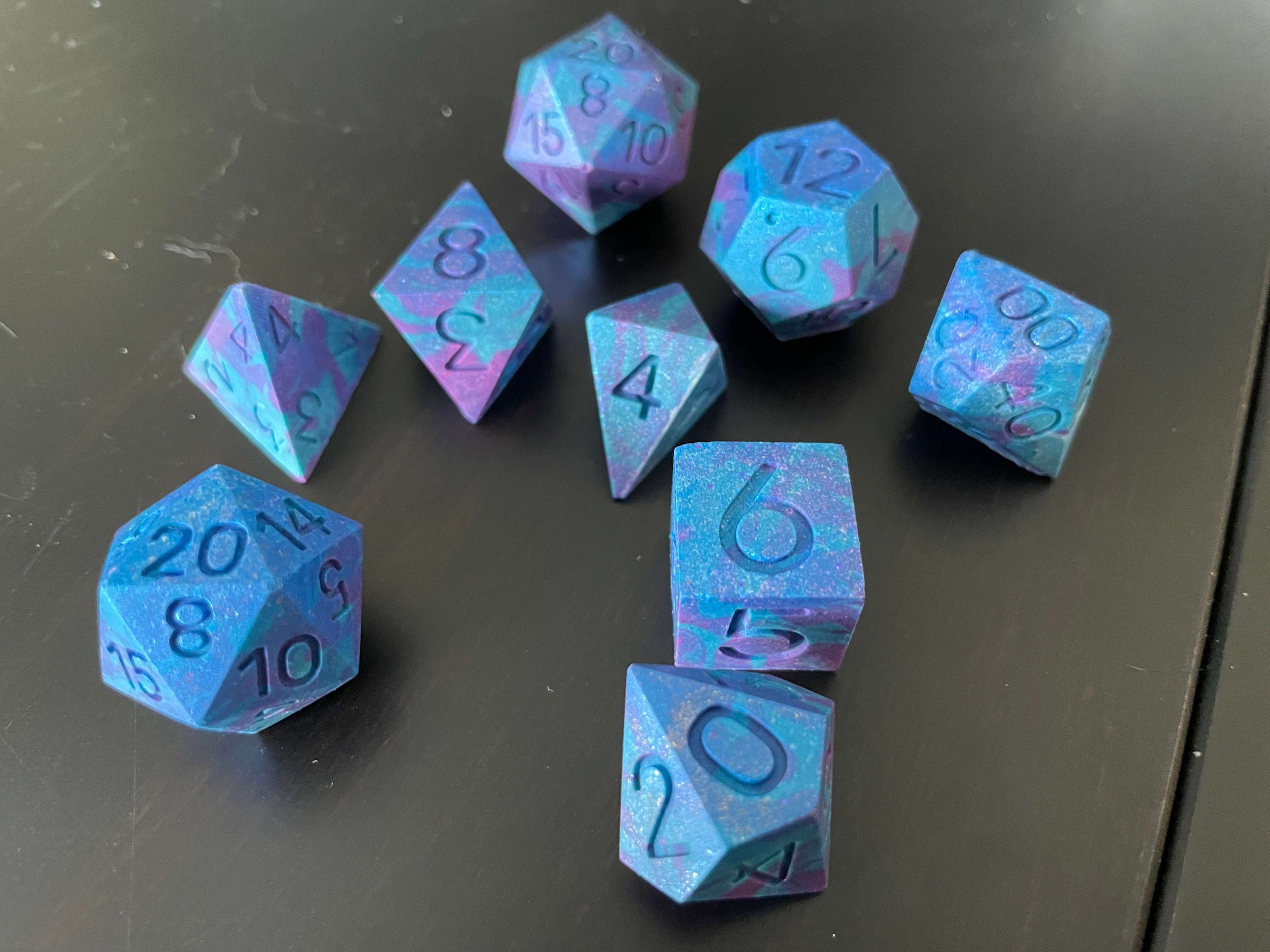 Custom Dice Commission, Jesmonite Dice Handmade, RPG Dice Set of 9 ...