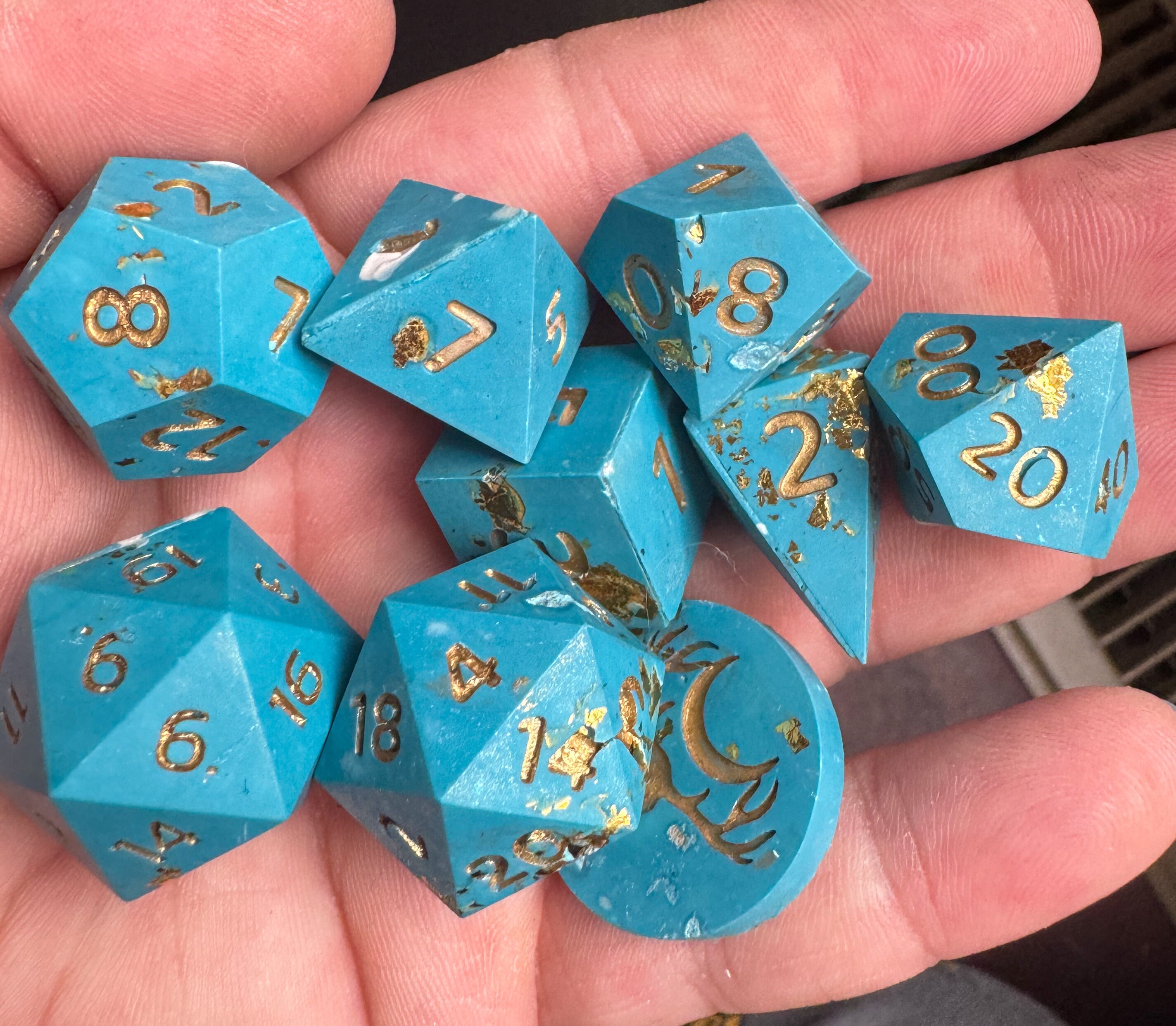 Handmade Dice, Jesmonite Dice Set , RPG Dice Set of 9, Dnd Dice, Dnd ...