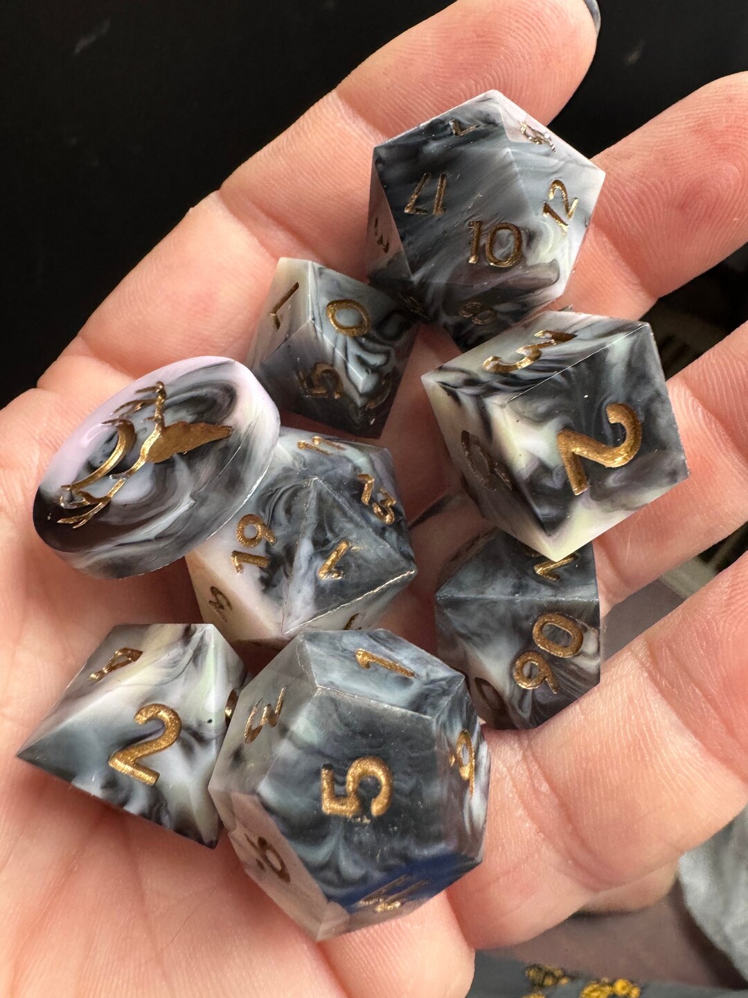 Handmade Resin Dice Set, mixed Signals, RPG Dice Set of 9, Dnd Gifts ...