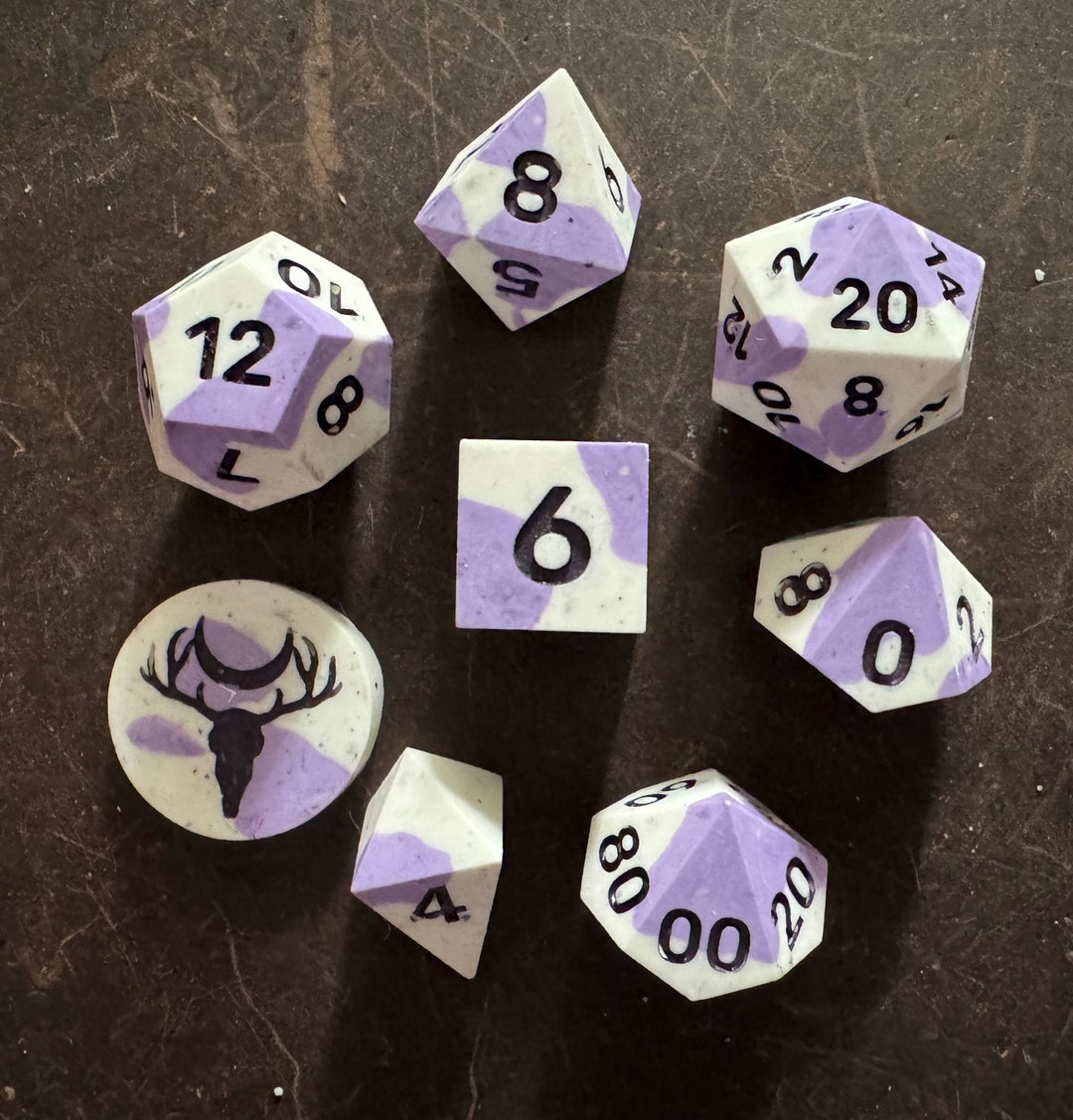 Handmade Dice, Jesmonite Dice Set, “how Now Taro Cow” , RPG Dice Set of ...