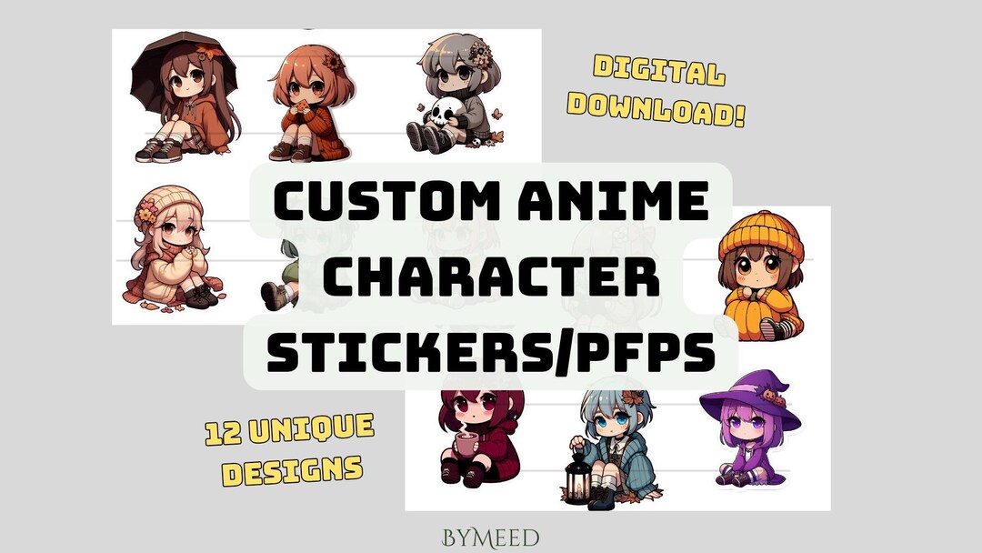 Digital Custom Character Anime Stickers for Digital Planners or ...
