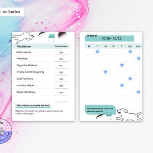A5 Dog-themed Chore Chart Sheets Printable Kids' Reward System Digital ...