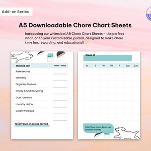 A5 Dog-themed Chore Chart Sheets Printable Kids' Reward System Digital ...