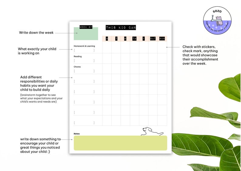 PDF Letter-size Printable Weekly Achievement Chart for Kids - Etsy