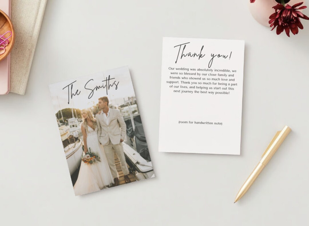 Simple Wedding Thank You Card - Etsy