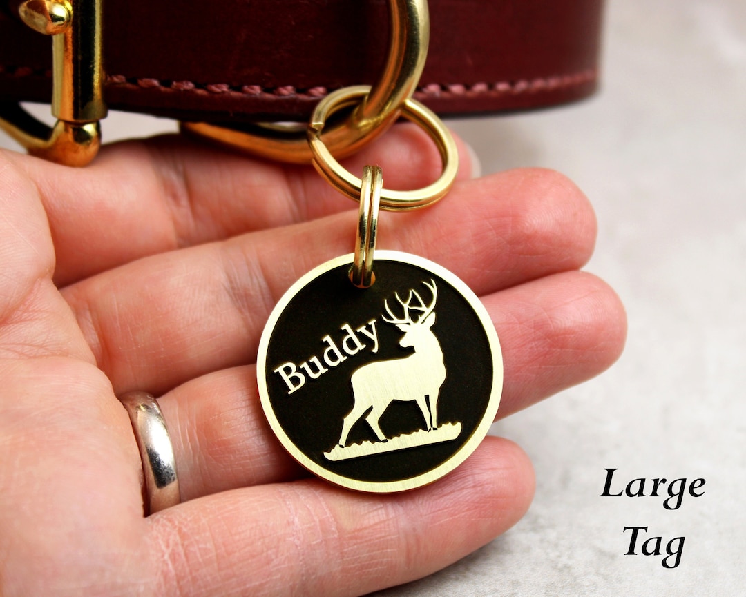 Deer Dog Tag for Dogs Hunting Buddy Pet Tag Round Dog Tag - Etsy