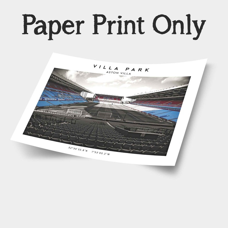 Aston Villa Print Villa Park Poster Villa Park Fans Gift Football Gift ...