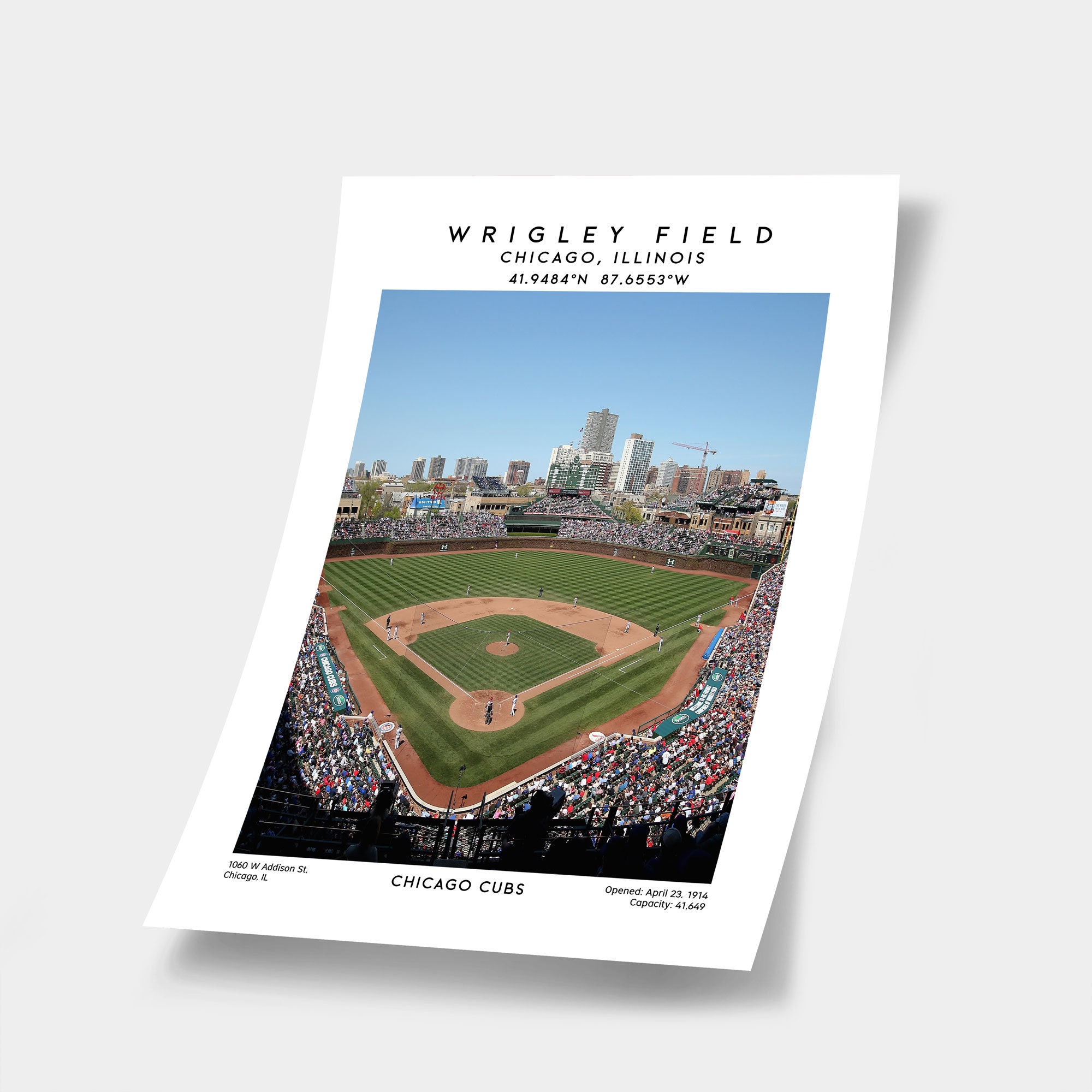 Wrigley Field Poster Chicago Cubs Stadium Print MLB Lovers Baseball ...