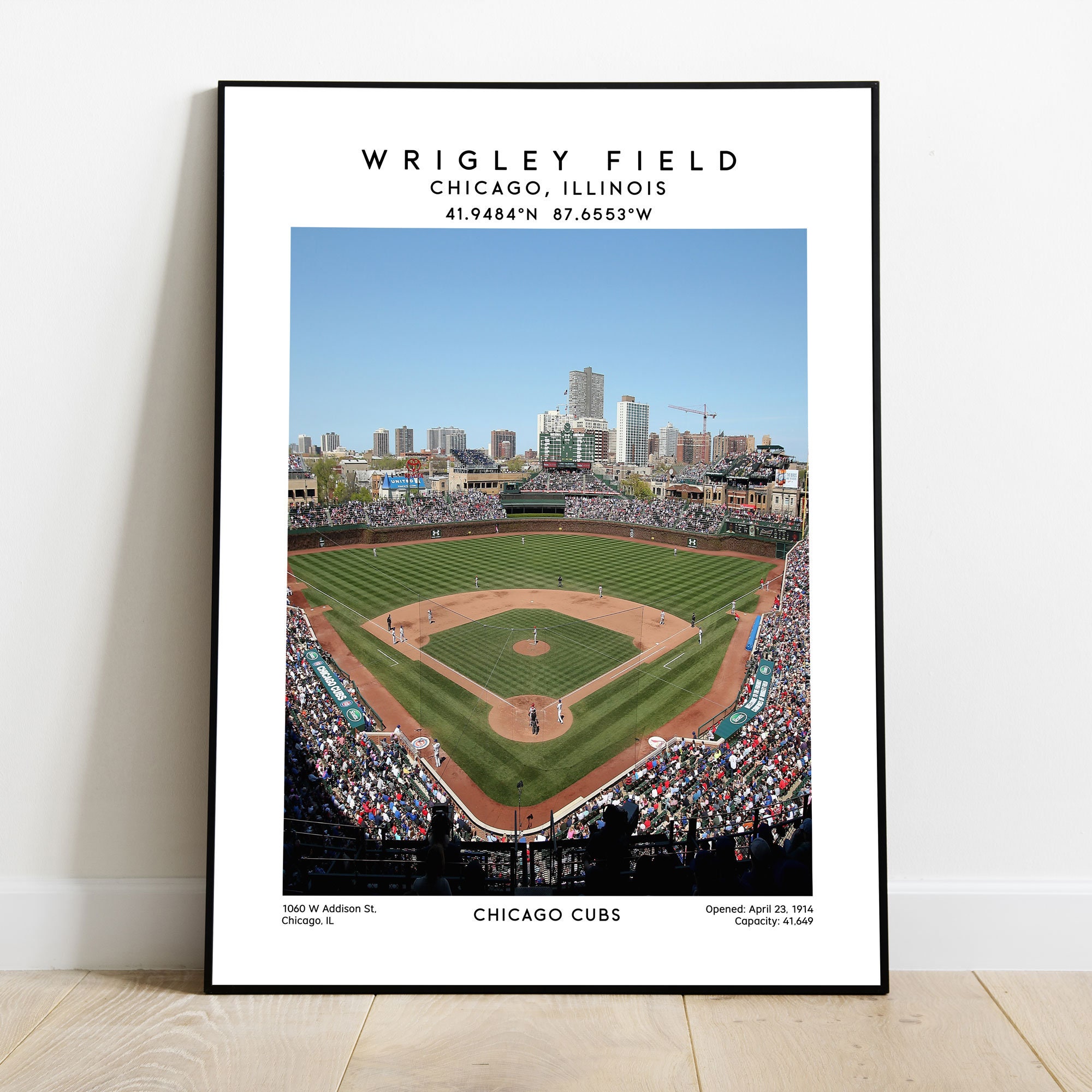 Wrigley Field Poster Chicago Cubs Stadium Print MLB Lovers Baseball ...