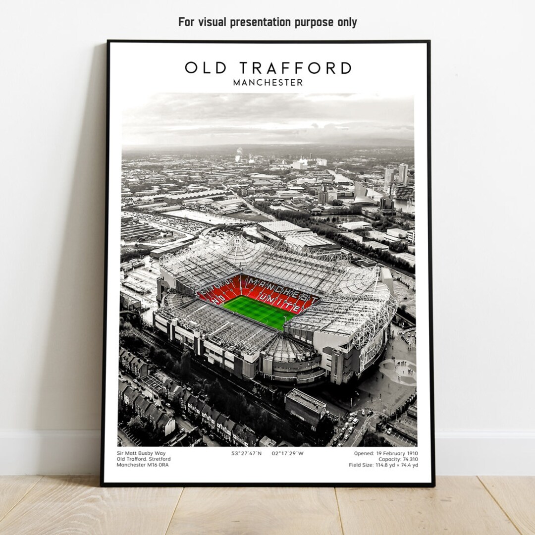 Old Trafford, Wall Art, Poster Print, Manchester Football, Wall Decor ...