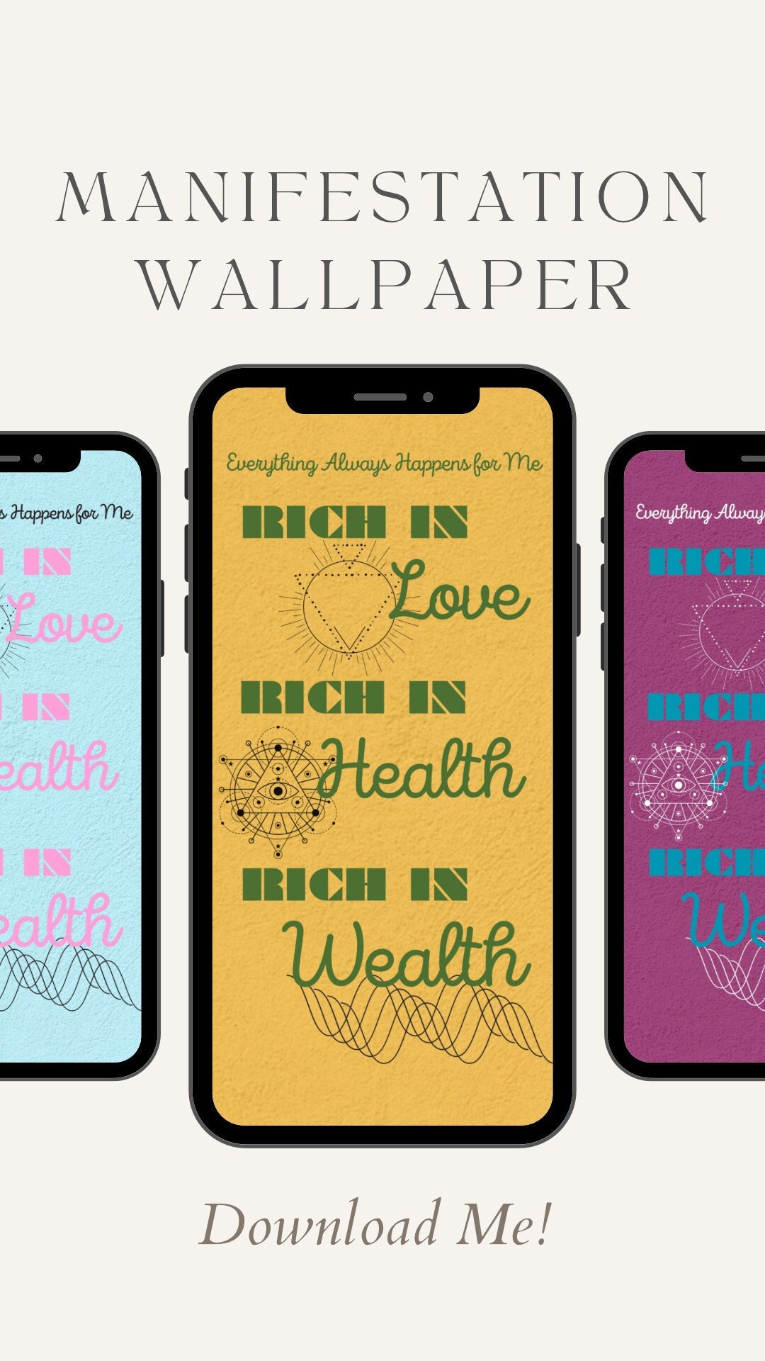 Manifestation Wallpaper Digital Download Yellow and Green Manifest ...