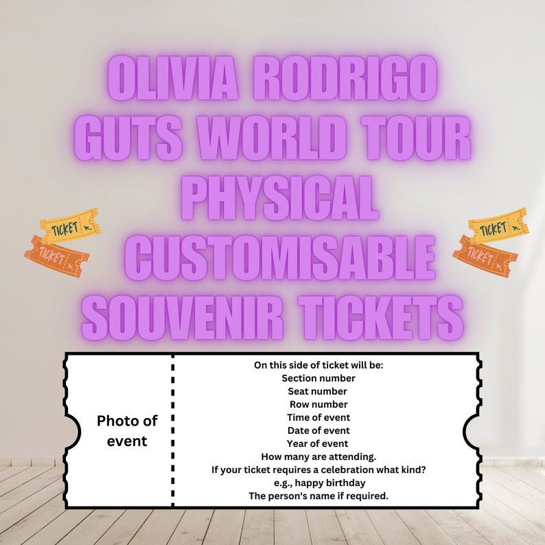 Olivia Rodrigo Guts World Tour Physical Customizable Souvenir Concert ...