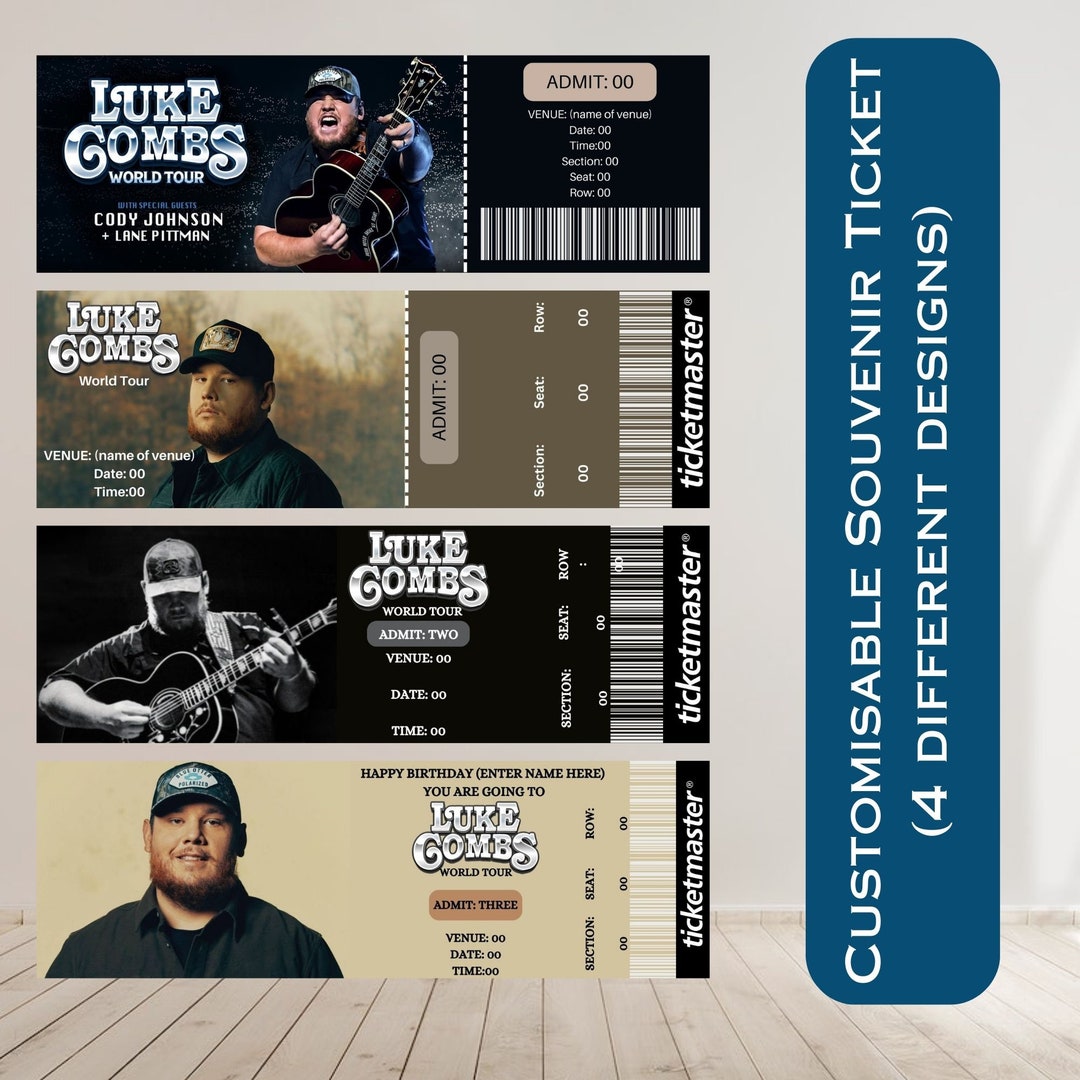 Unofficial Luke Combs World Tour Souvenir Tickets - Etsy