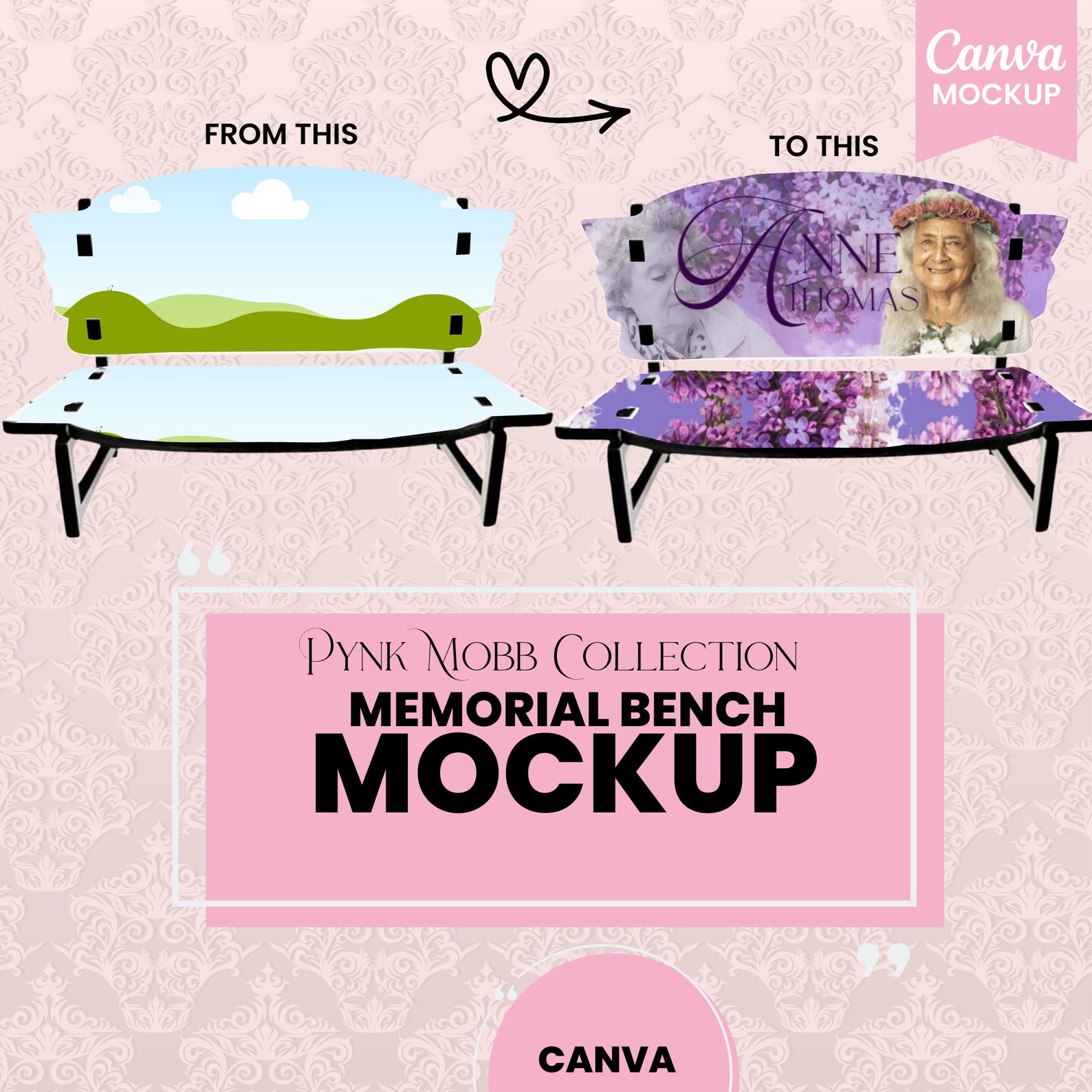 Memorial Bench Canva Mockup| | Memorial Mockup Template| Sublimation Memorial Bench| Instant ...